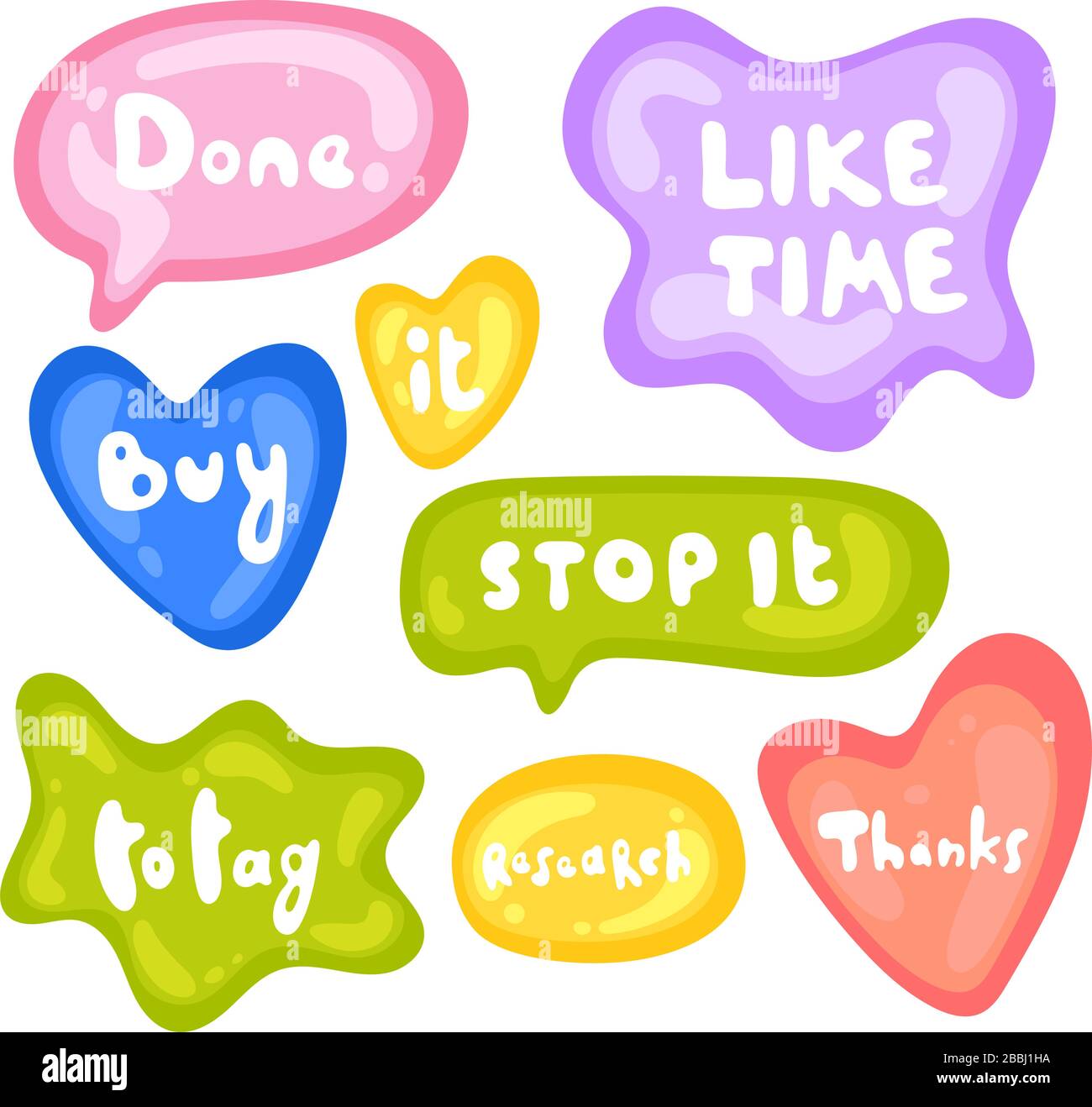 Collection of vector multicolored glossy stickers on white background ...