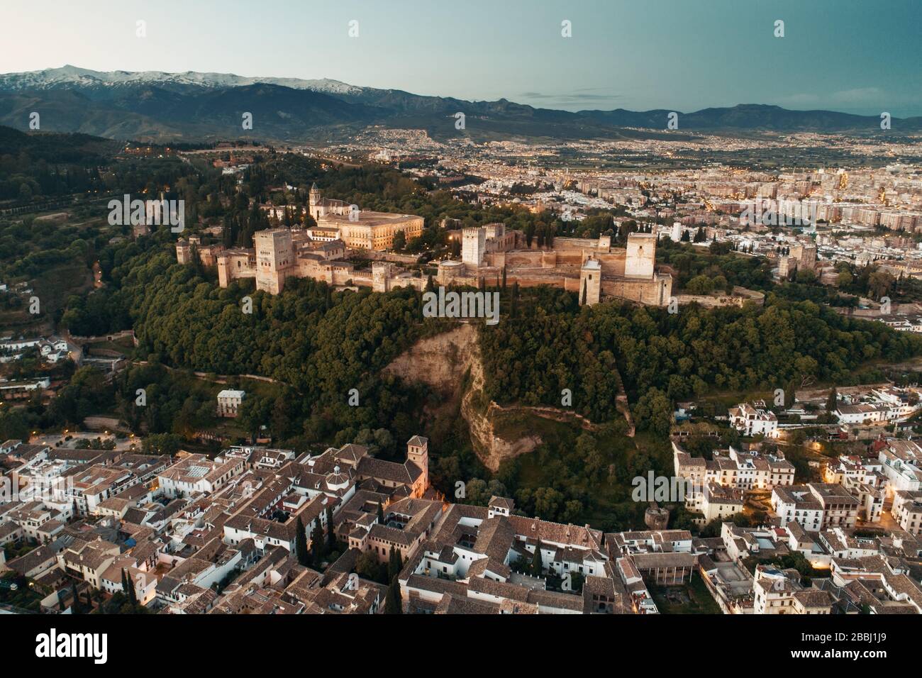 Alhambra aerial view with historical buildings in Granada, Spain Stock ...