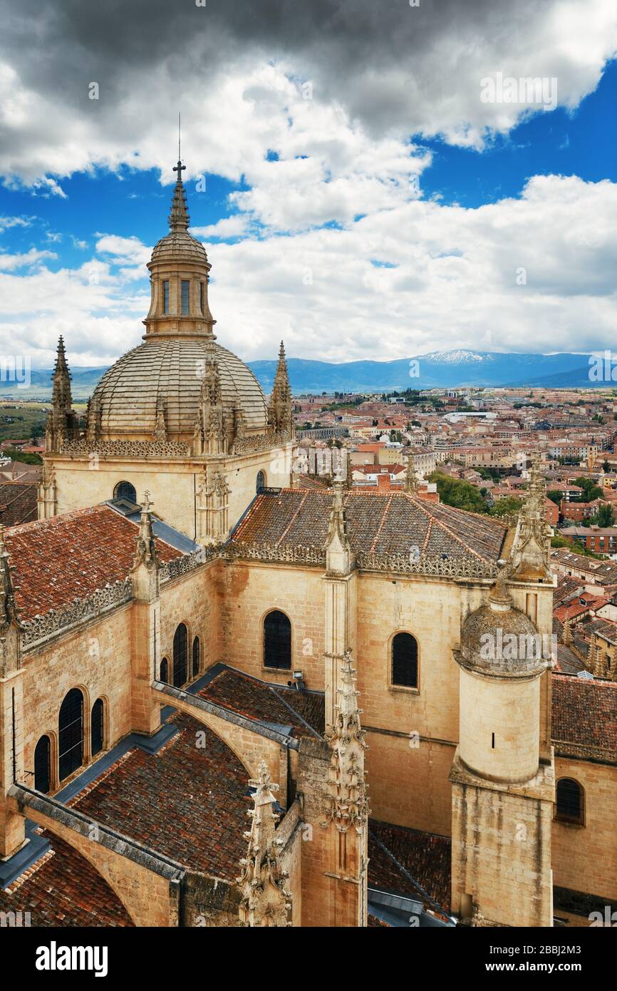 Ancient architecture of Cathedral of Segovia in Spain Stock Photo - Alamy
