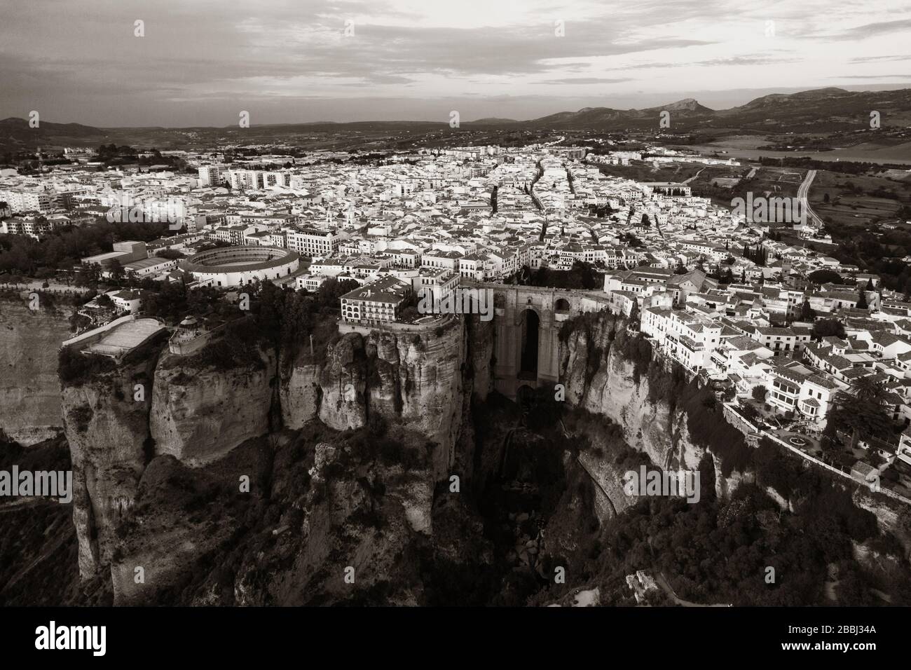 Ronda aerial view with old buildings in Spain Stock Photo - Alamy