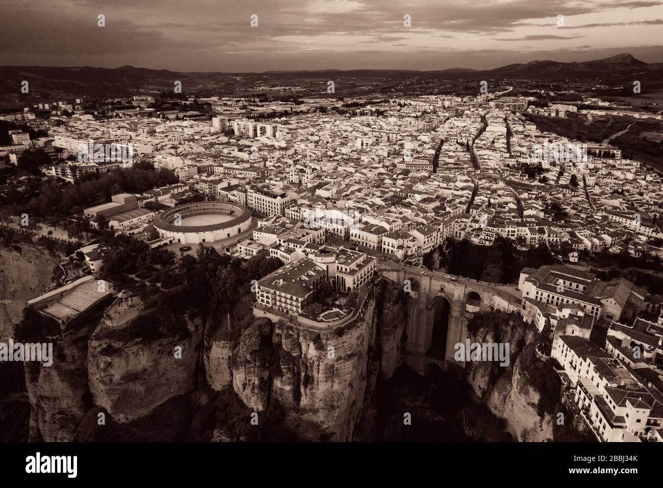 Ronda aerial view with old buildings in Spain Stock Photo - Alamy