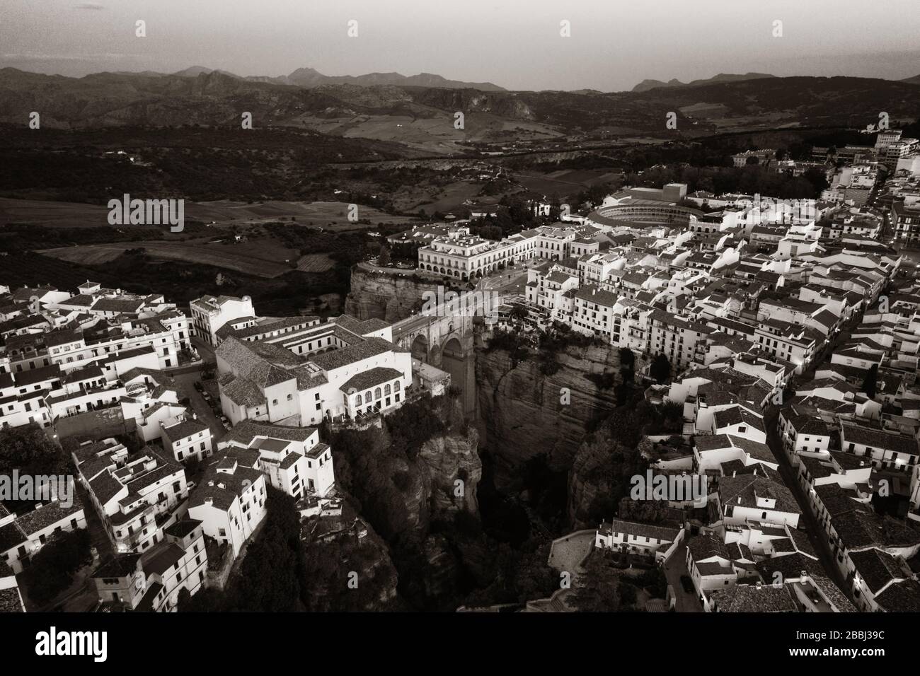 Ronda aerial view with old buildings in Spain Stock Photo - Alamy