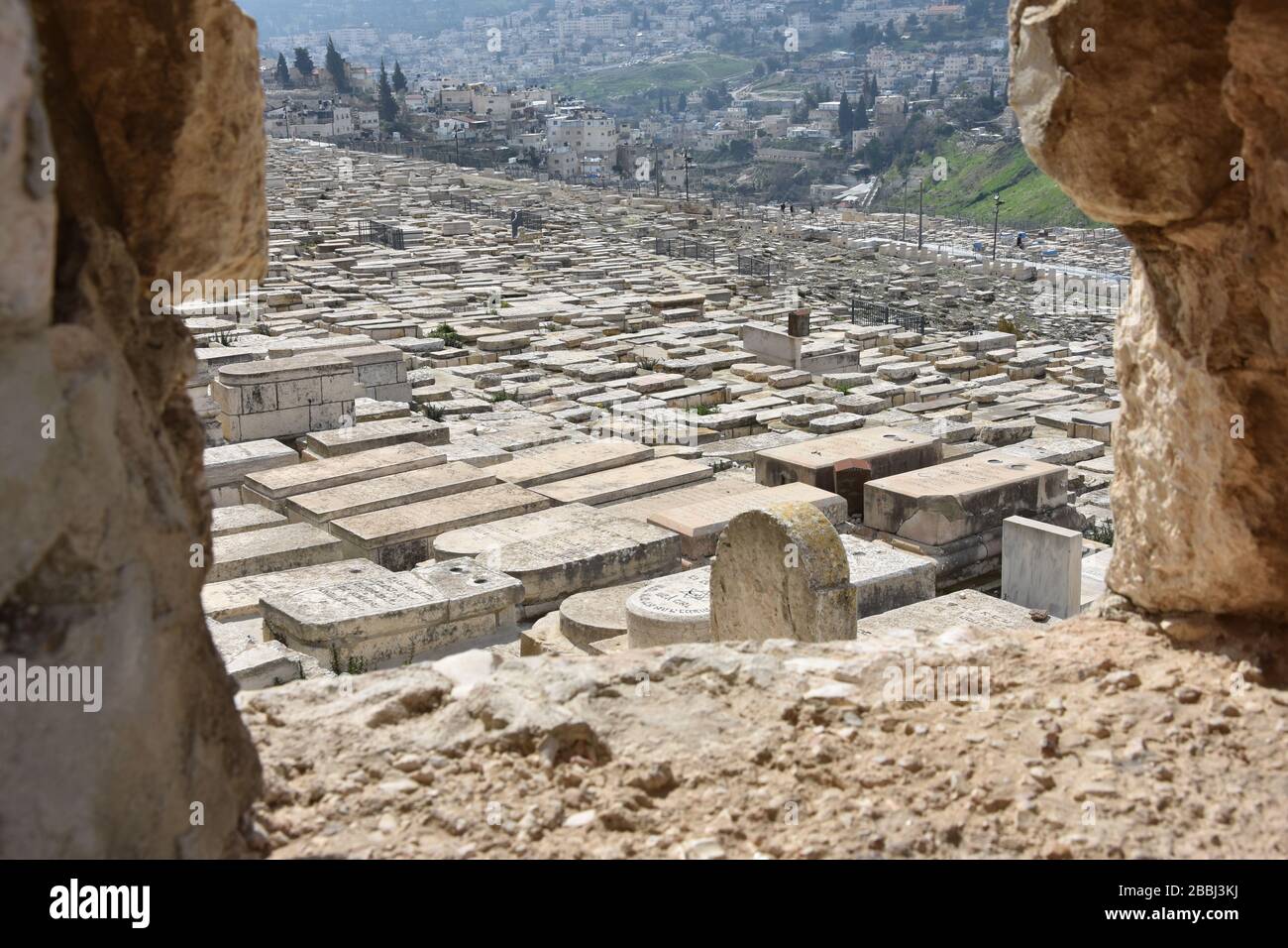 Ancient Jewish tombs in Kidron Valley and cemetery on slope of Mount of ...