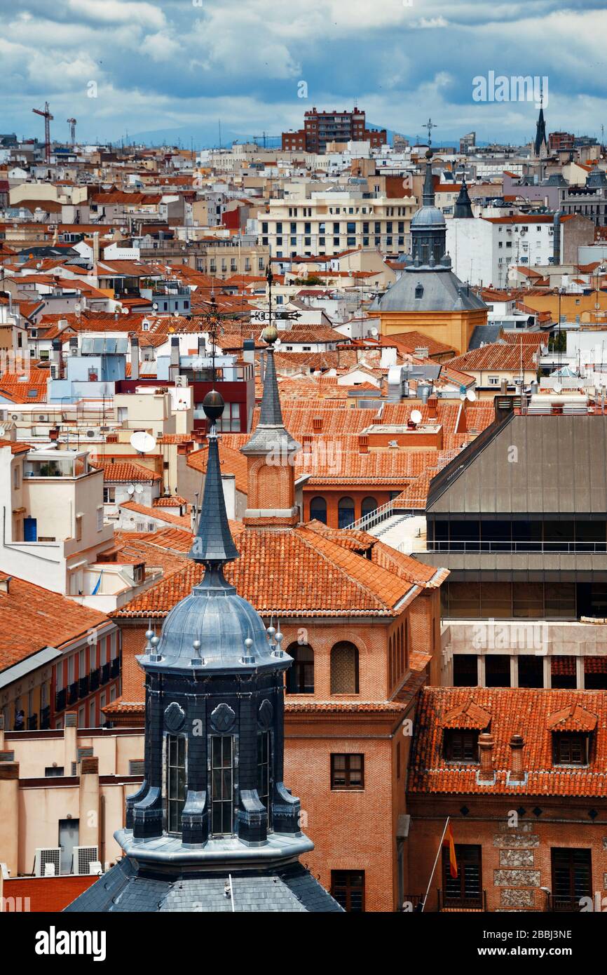 Rooftop in Madrid with historical buildings in Spain Stock Photo - Alamy