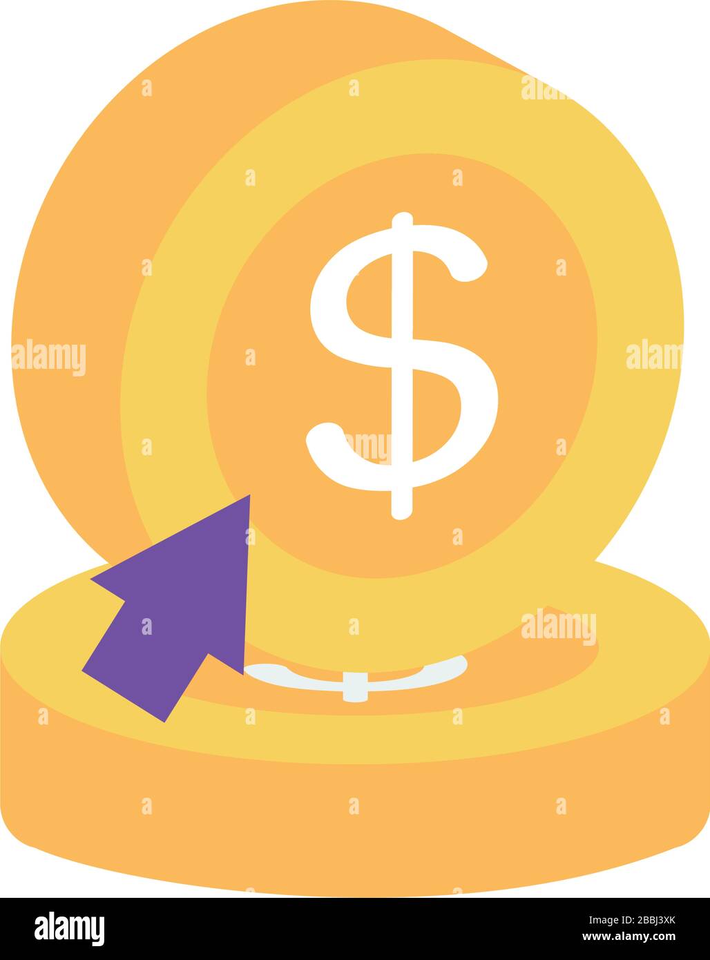 money coins and cursor icon over white background, flat style, vector ...