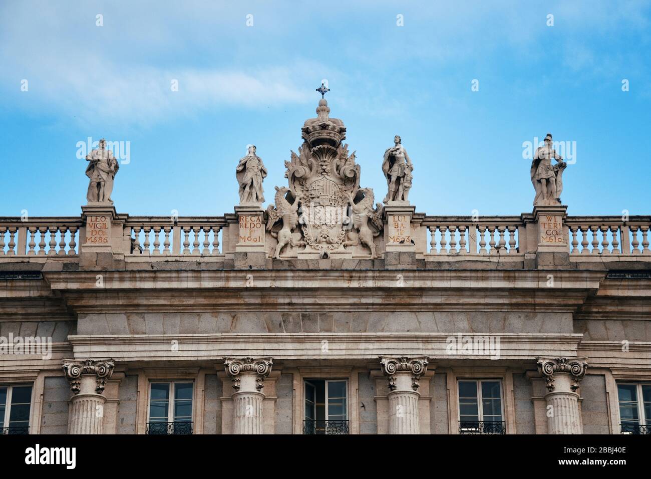 Royal Palace historical building closeup view in Madrid Spain Stock ...