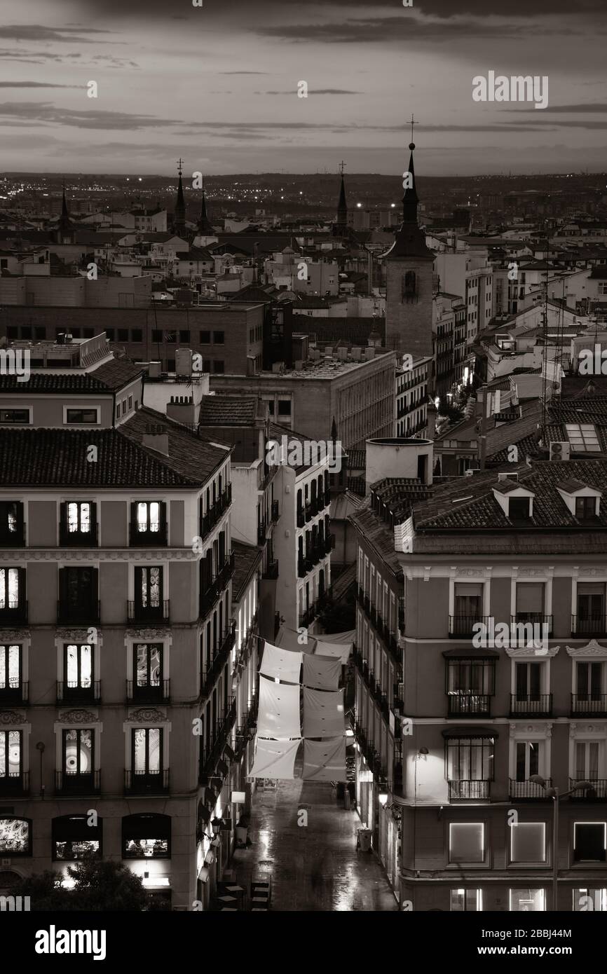 Madrid rooftop view of the city skyline at dusk in Spain Stock Photo ...