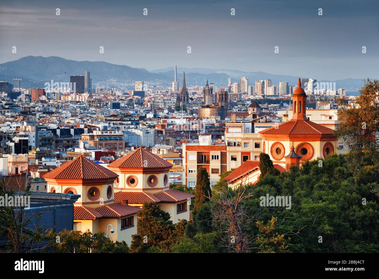 Barcelona skyline view with city buildings in Spain Stock Photo - Alamy
