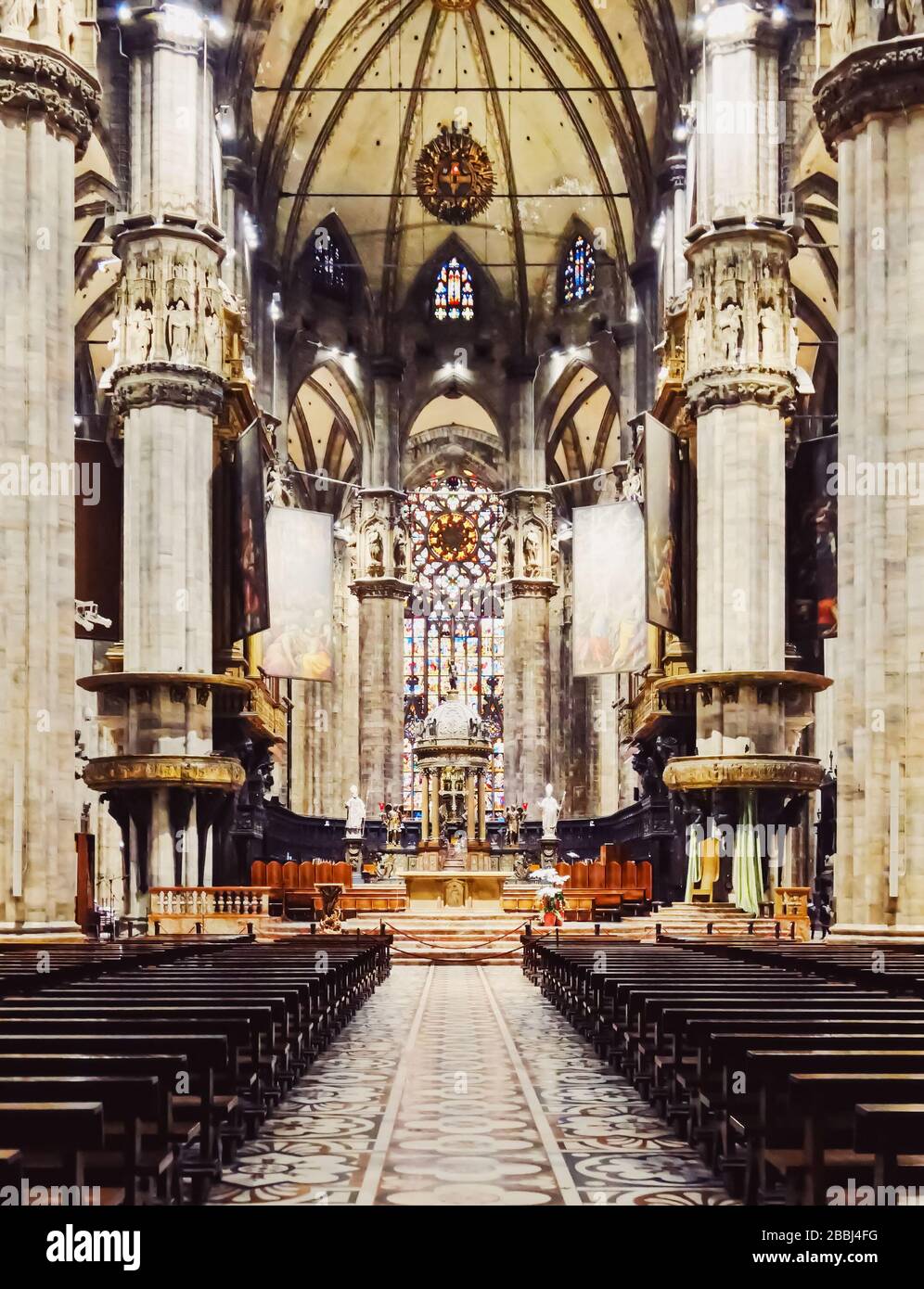 Milan, Italy circa January, 2020: Interior of Milan Cathedral known as ...