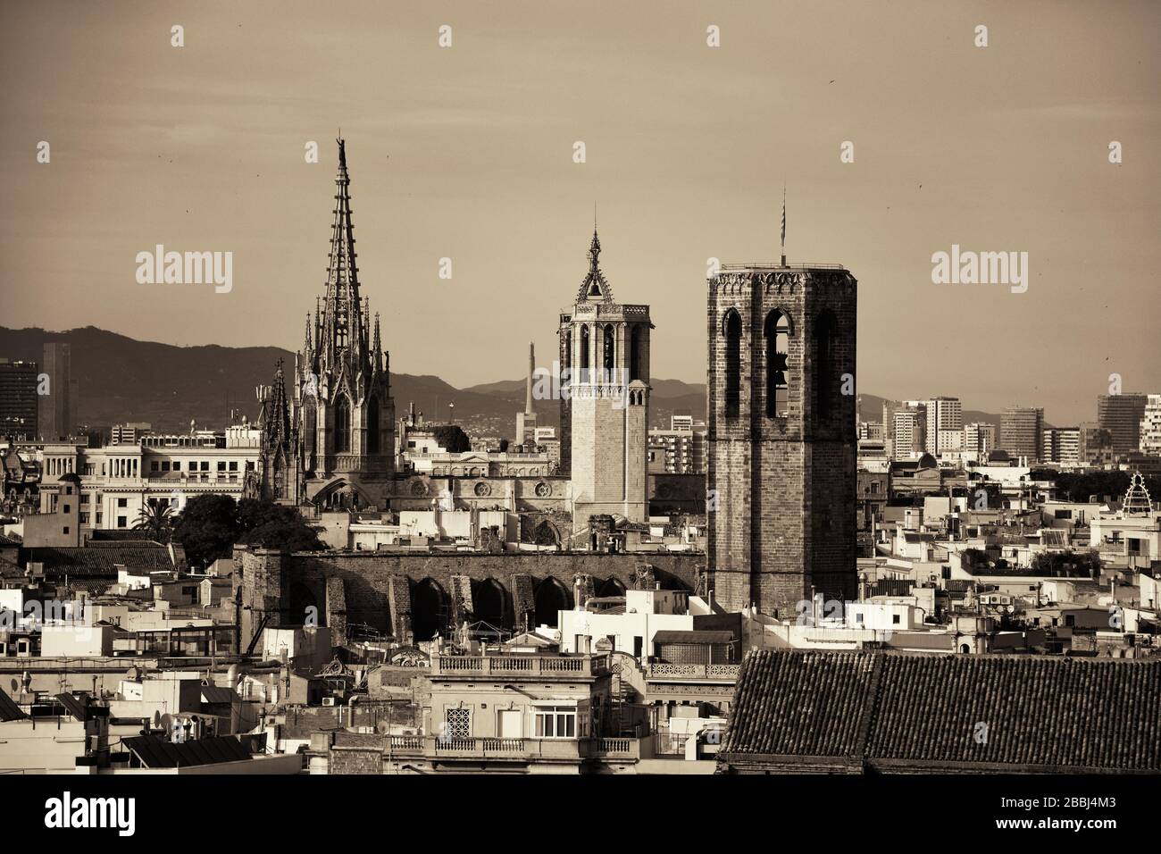 Barcelona skyline view with city buildings in Spain Stock Photo - Alamy