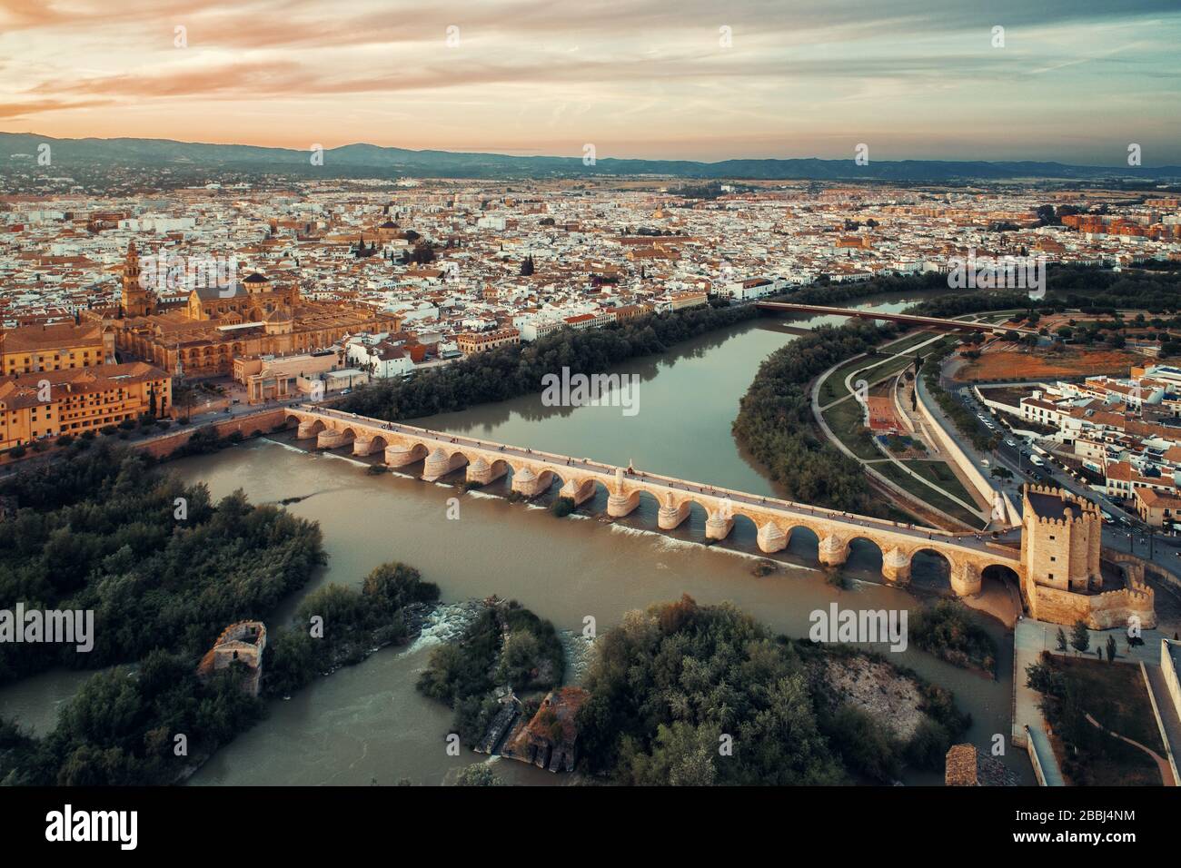 City ancient architecture of Cordoba viewed from air in Spain Stock ...