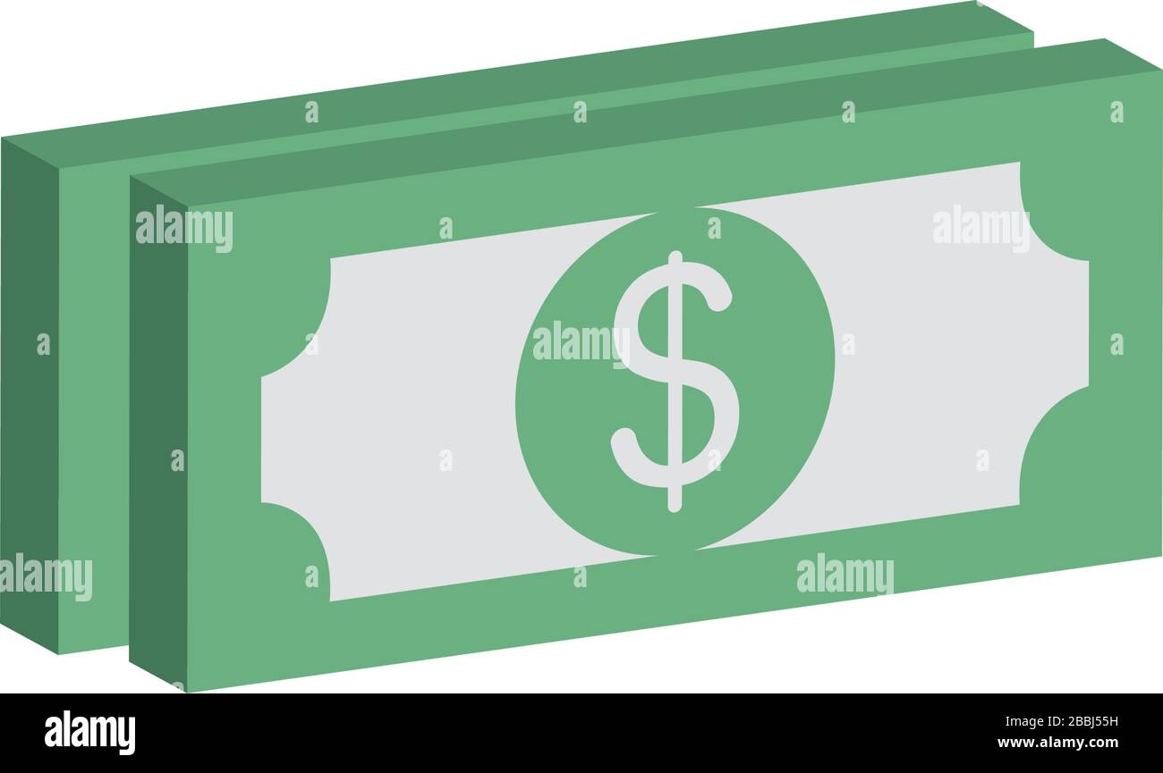 isometric money bills icon over white background, flat style, vector ...