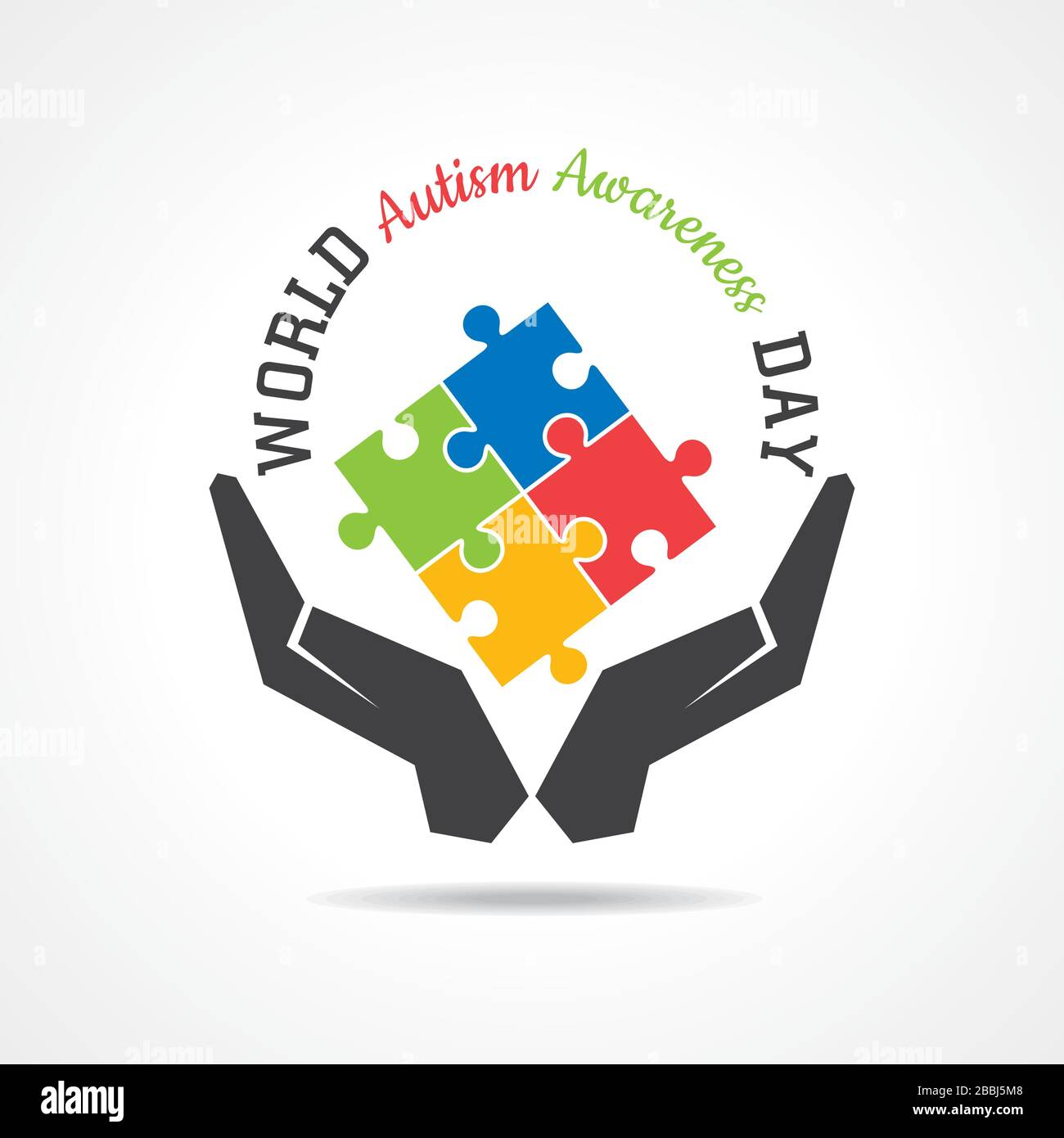 World autism awareness day with colorful puzzles vector background ...
