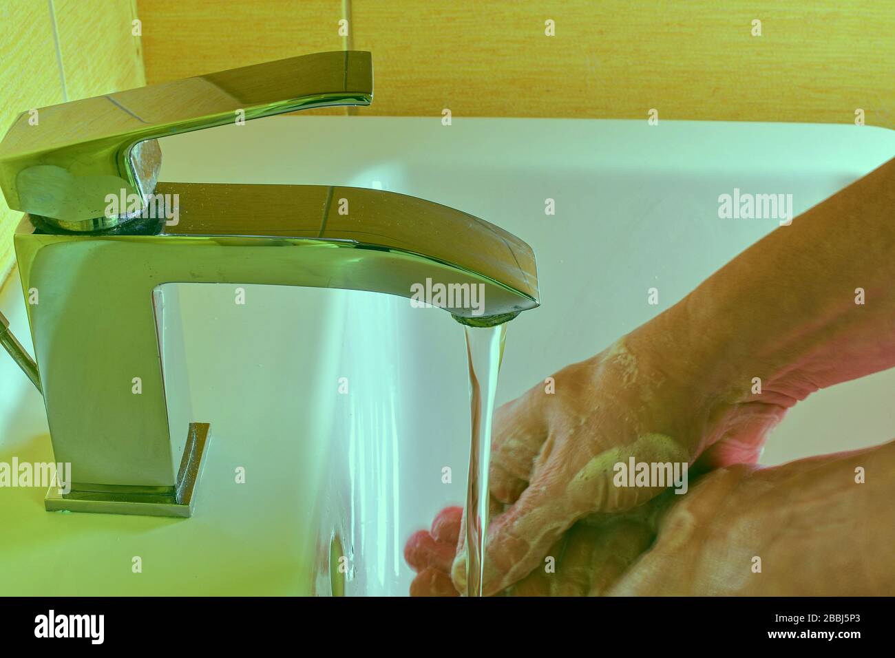 Coronavirus prevention washing hands with soap and hot water. Hand ...