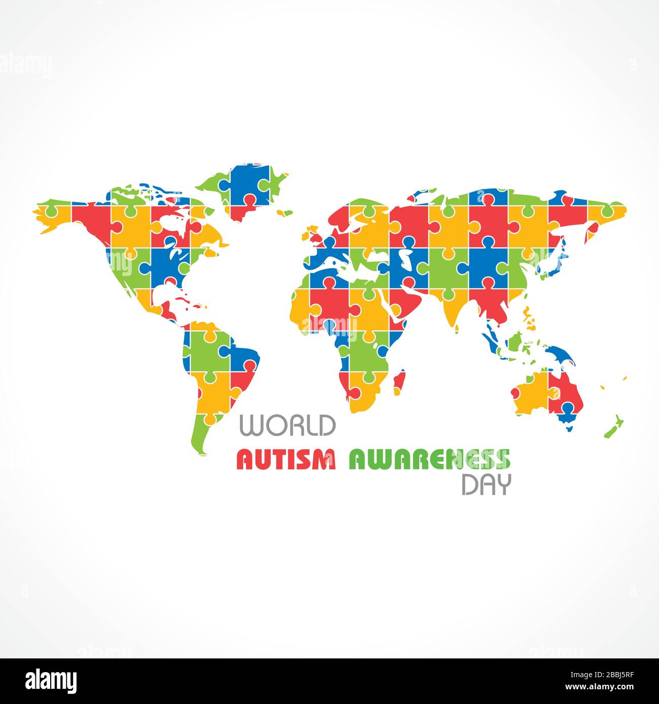 World autism awareness day with colorful puzzles vector background ...