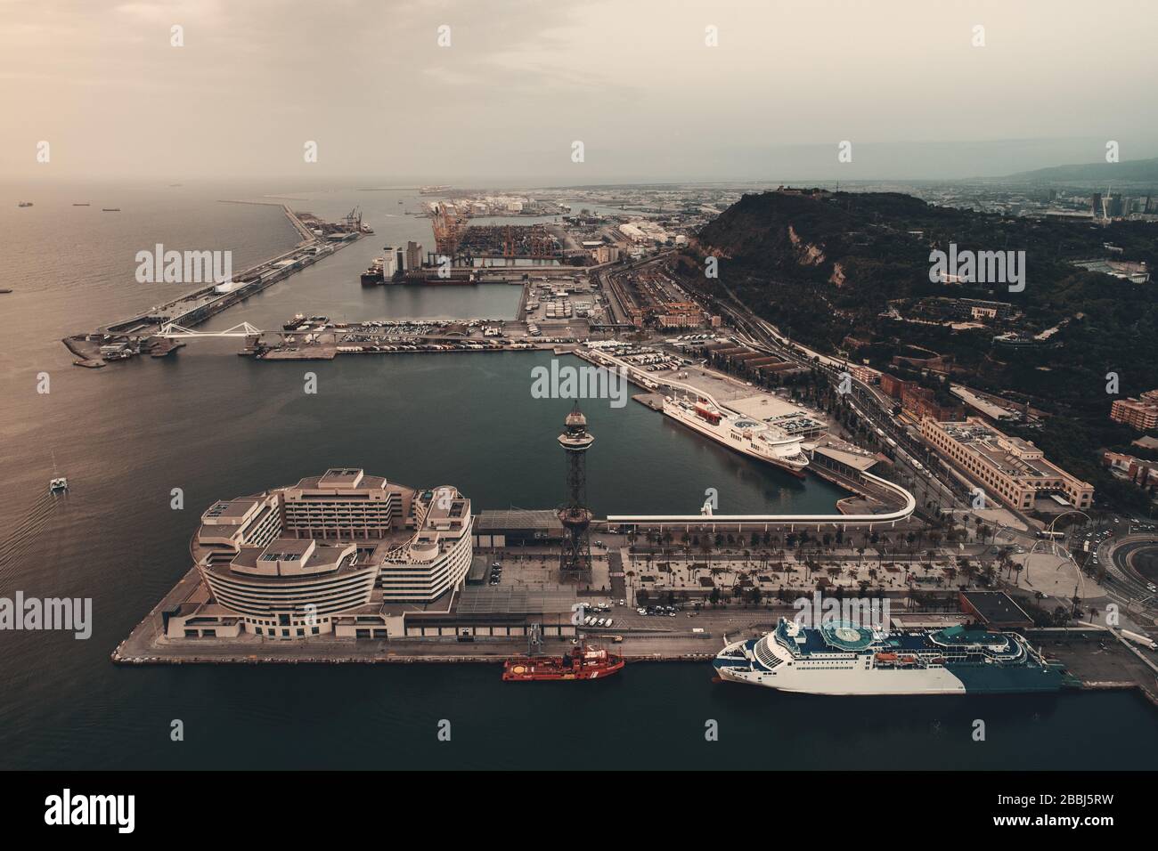 Barcelona coast pier aerial view in Spain Stock Photo - Alamy
