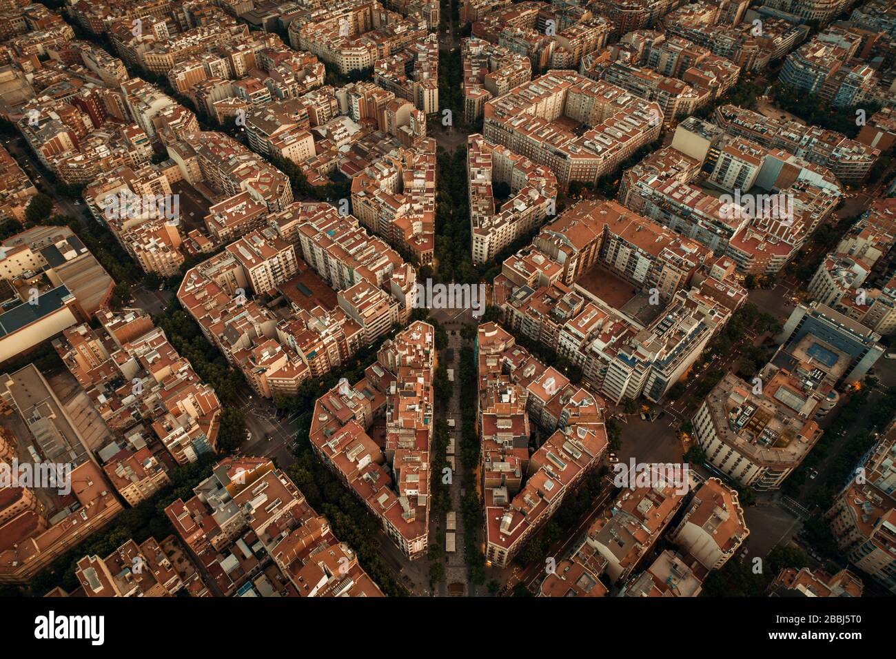 Barcelona street aerial view with beautiful patterns in Spain Stock Photo - Alamy