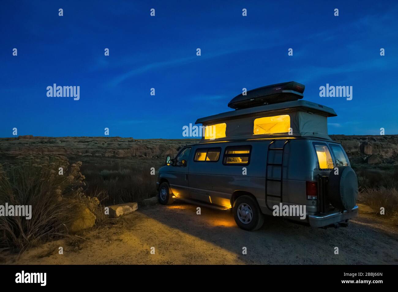 Sportsmobile conversion van at campsite in Chaco Culture National ...