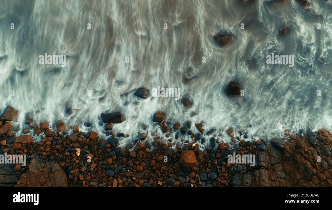 Aerial view of Virgin Islands tropic beach tide with rock Stock Photo ...