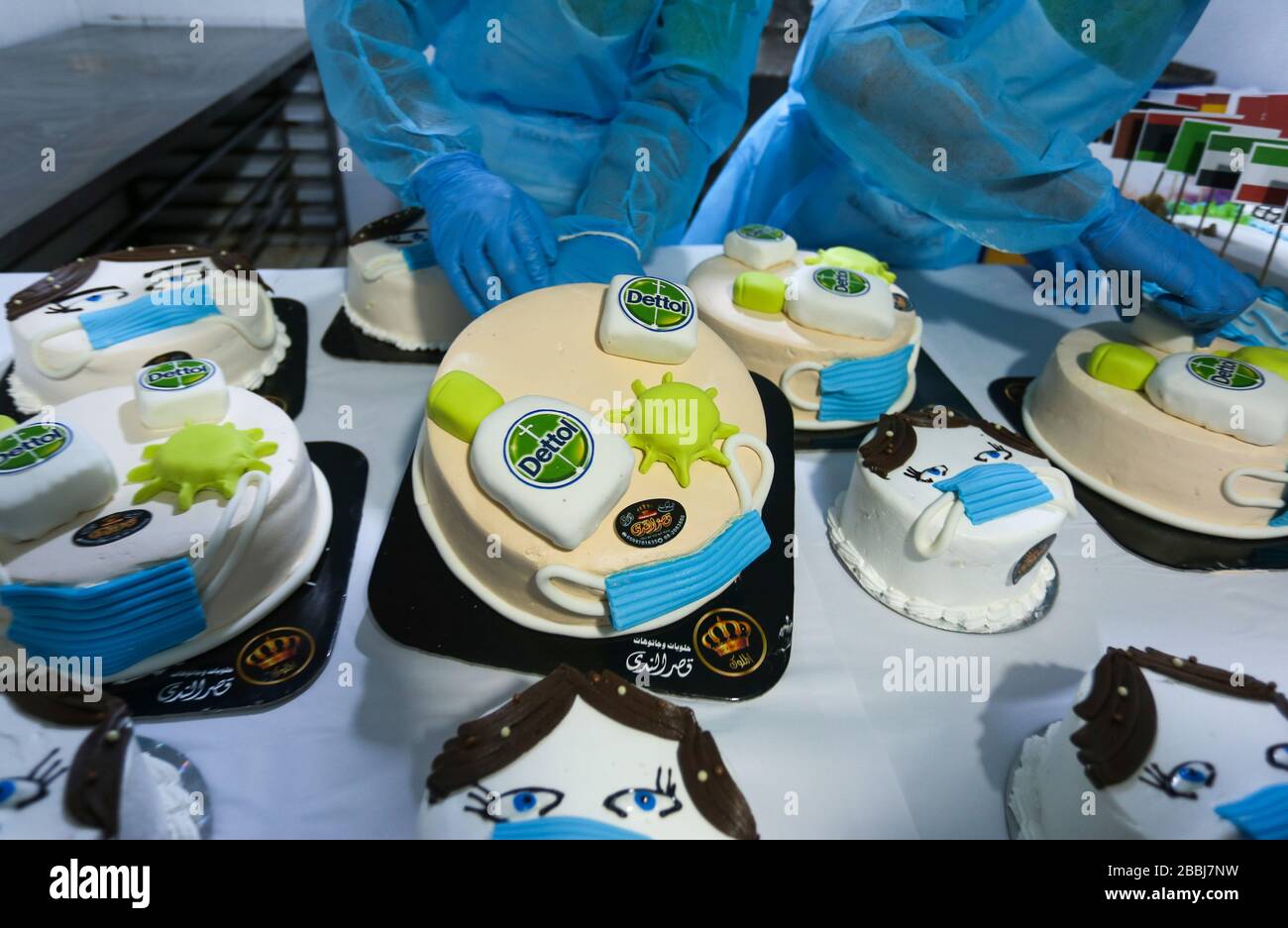 Cakes with figures of Dettol soap bottles during the corona virus ...