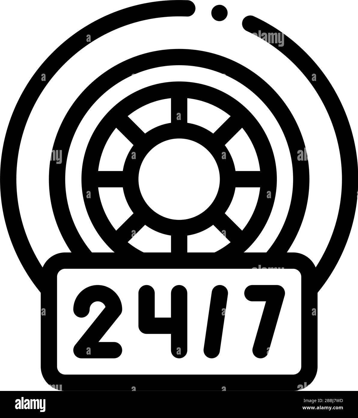 round-the-clock repair of wheels and tires icon vector outline ...