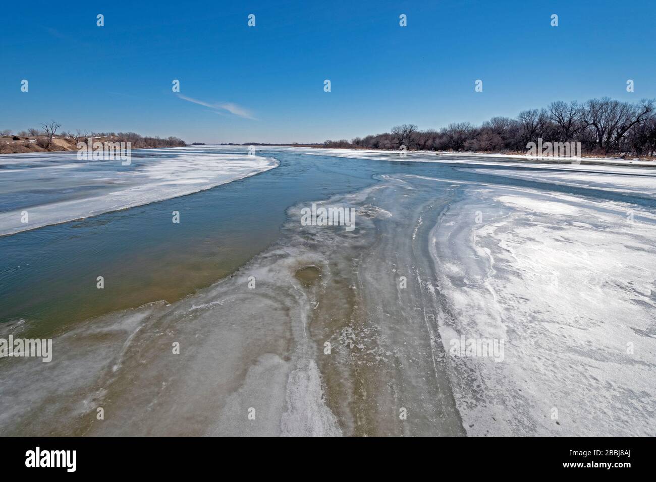 Colorful Ice and Water in the Late Winter on the Platte River near ...