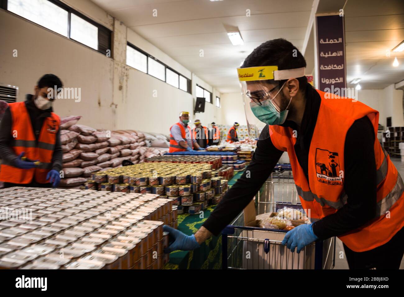 Beirut, Lebanon, 31 March 2020. A Hezbollah food distribution center in ...