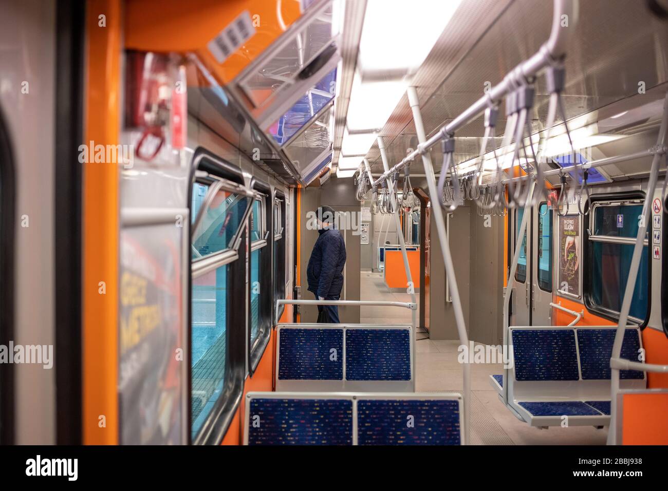 Empty view of Metro and Marmaray stations in Istanbul.Many people are ...