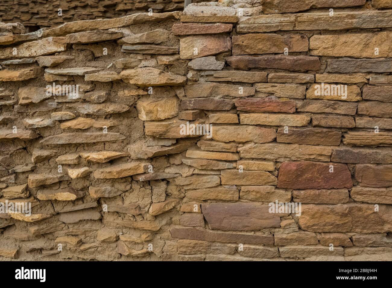Masonry walls of buildings, consisting of sandstone and mud mortar ...