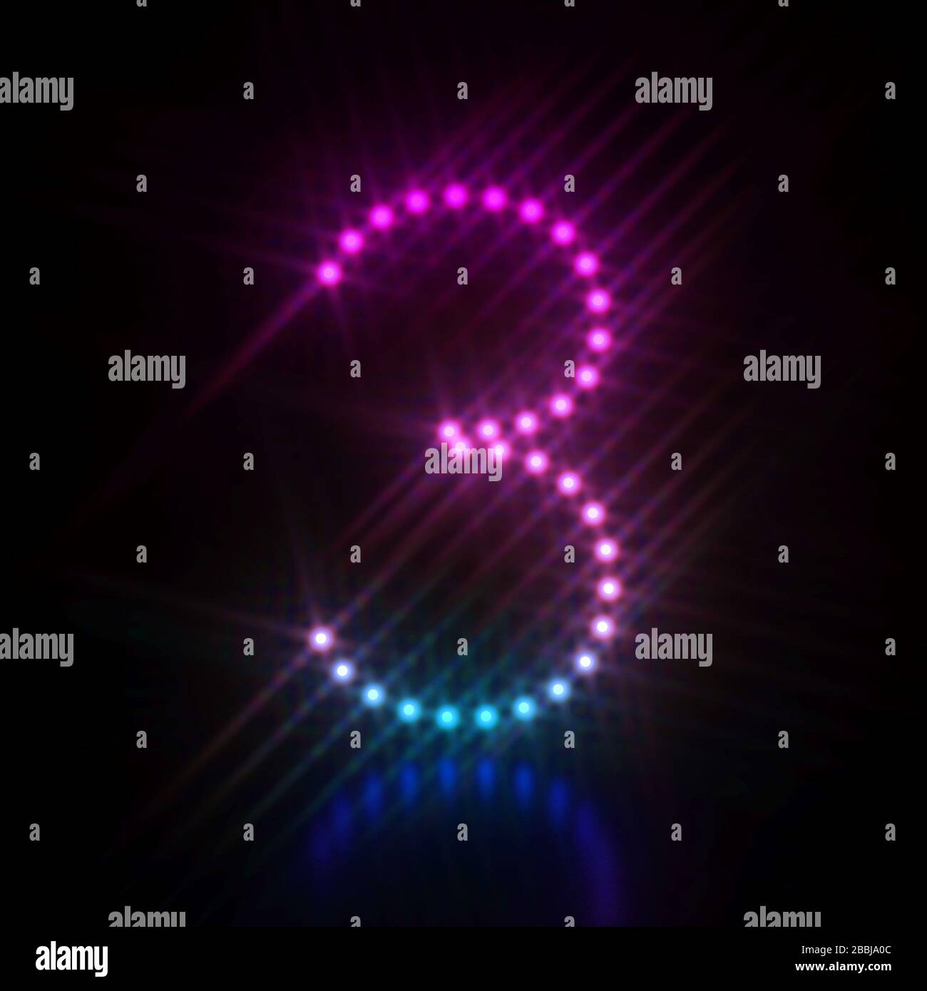 Pink blue dot light font Number 3 THREE 3D render illustration isolated ...