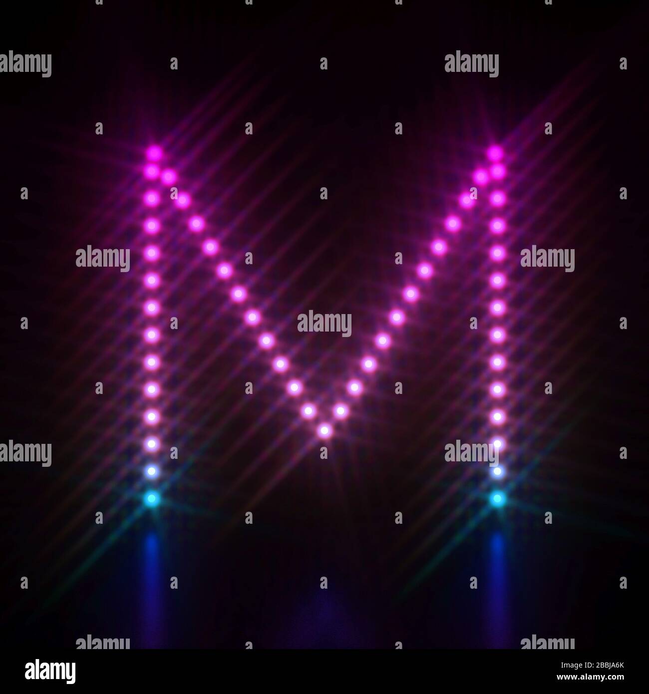 Pink blue dot light font Letter M 3D render illustration isolated on ...