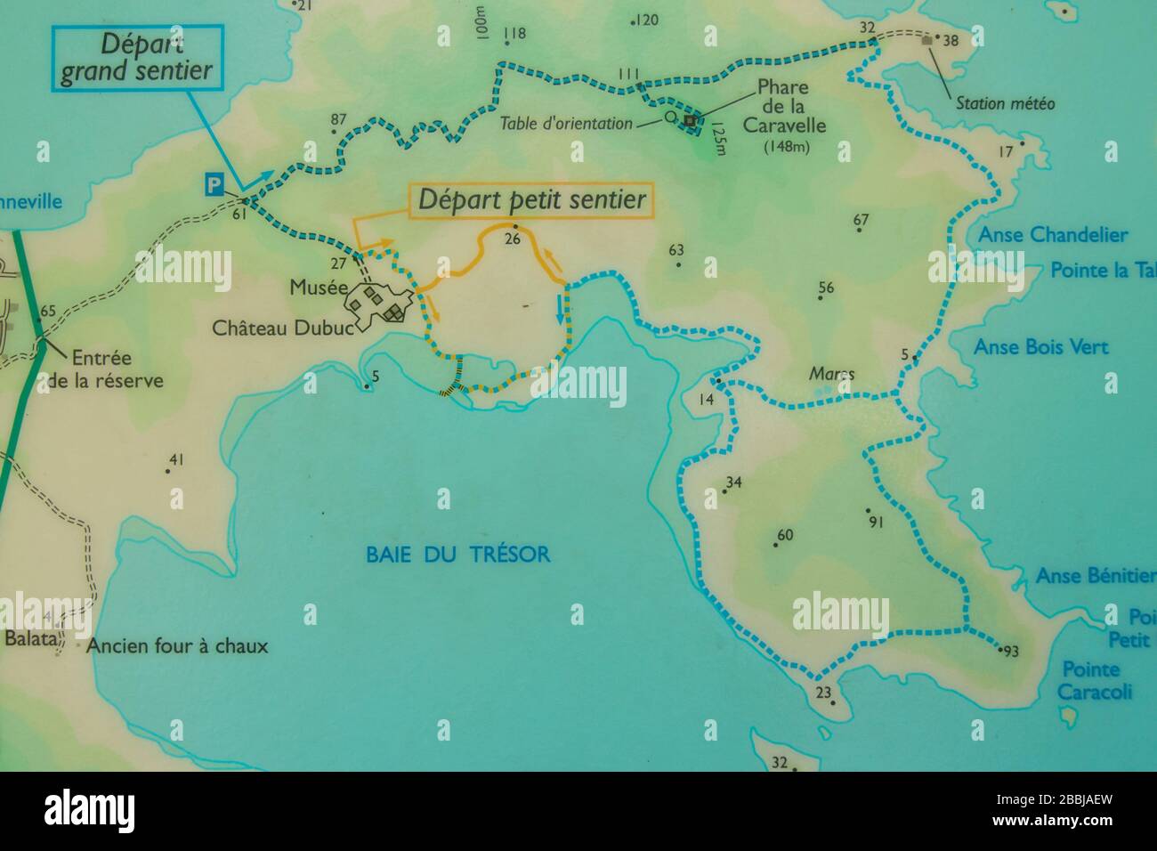 Map of the 4 hour Grand Sentier Hike around Caravelle Peninsula ...
