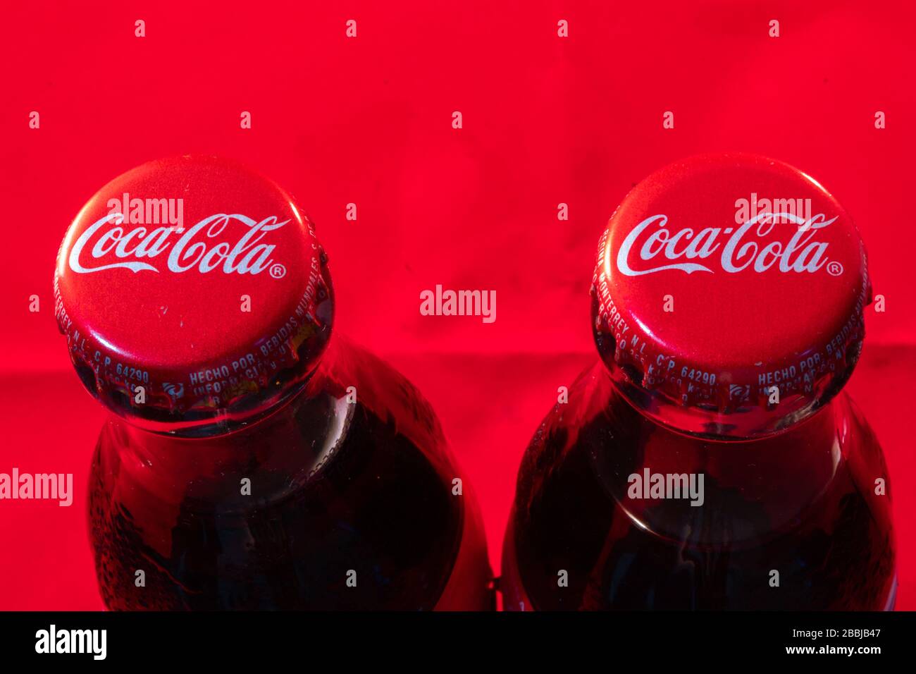 Sinaloa, Mexico - March 31 2020: Glass bottles of famous cola brand on ...