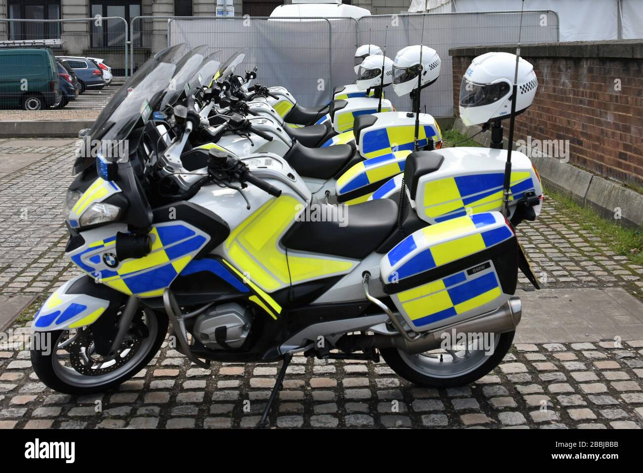 police bikes parked in a row Stock Photo - Alamy