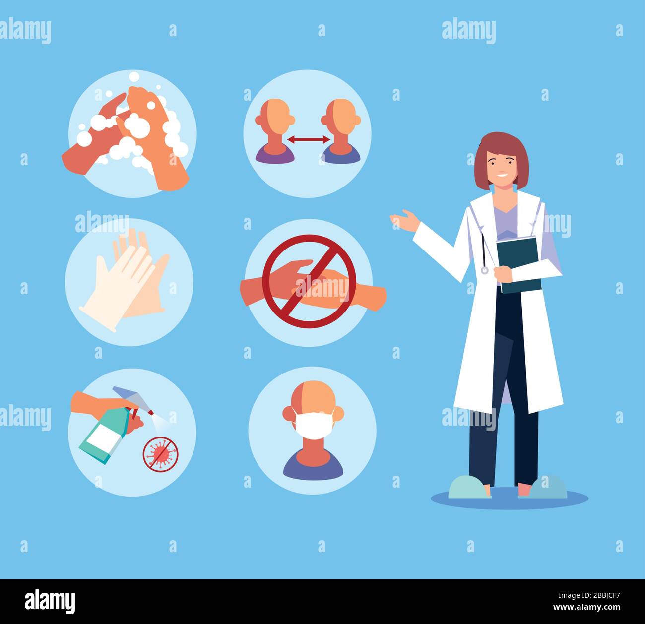 woman doctor explain Infographics how prevent the spread of covid 19 ...