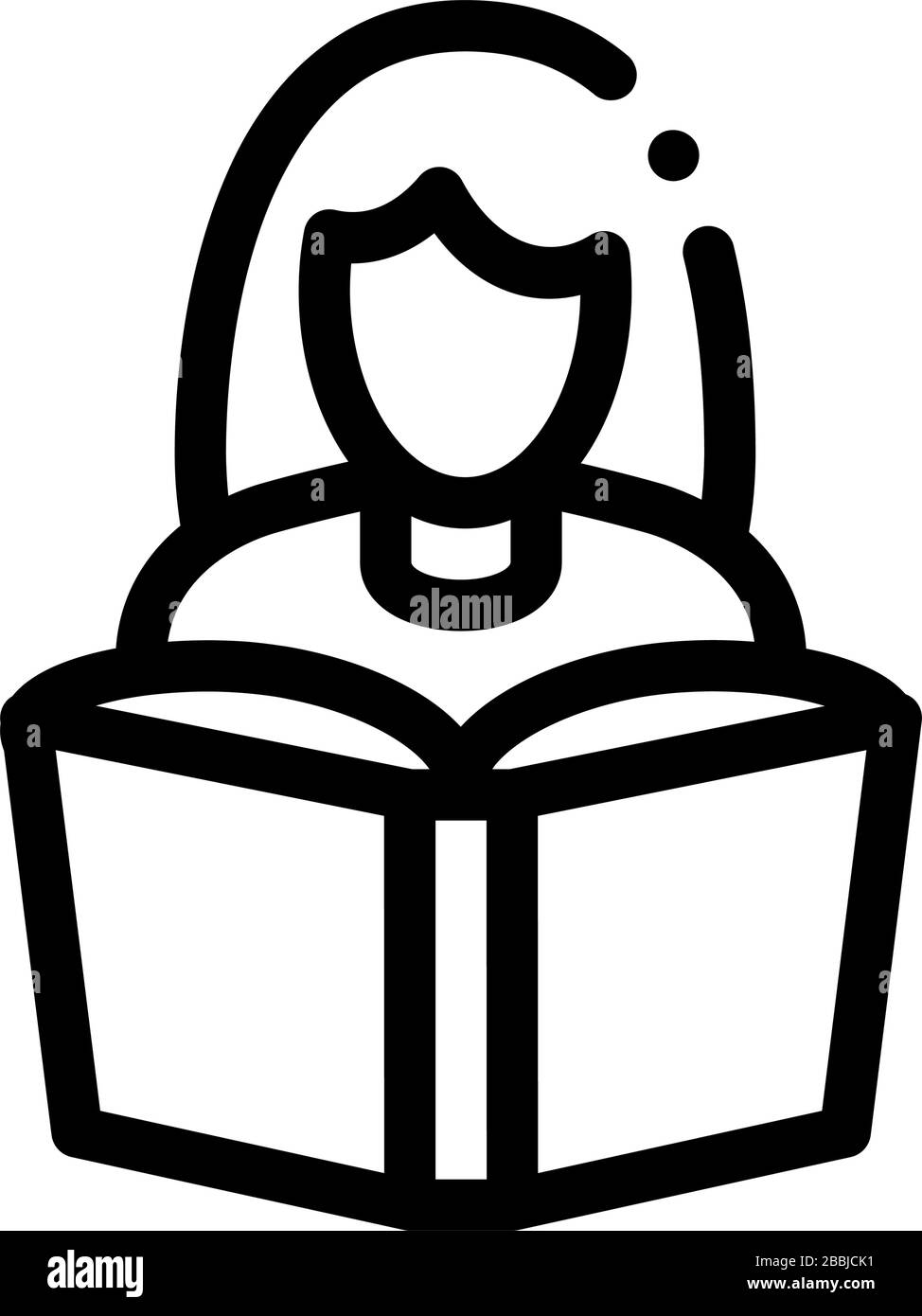 reading girl icon vector outline illustration Stock Vector Image & Art ...