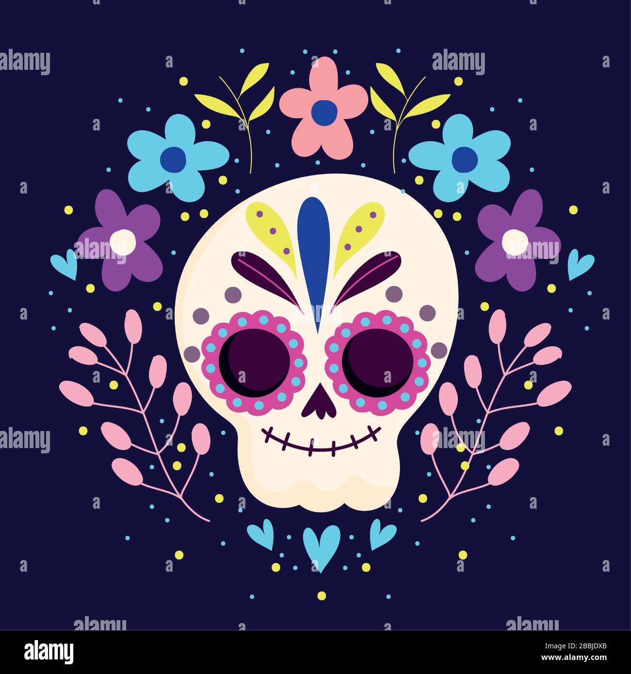 day of the dead, sugar skeleton flowers character traditional mexican ...