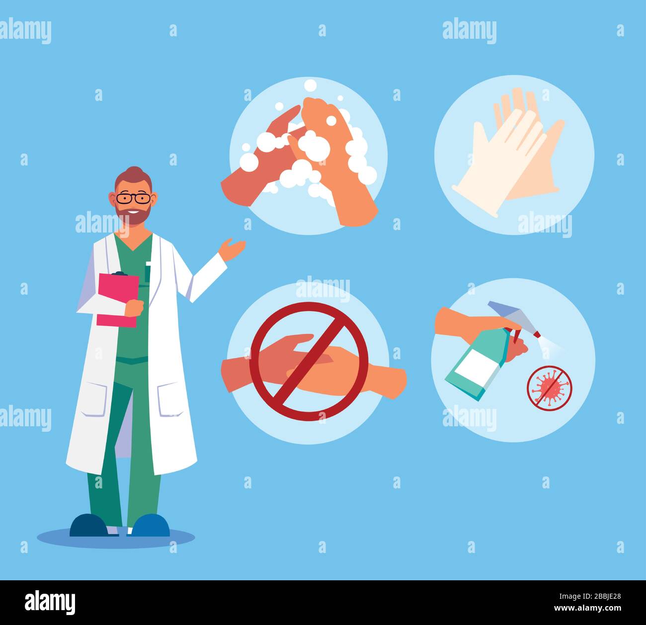 doctor explain Infographics how prevent the spread of covid 19 vector ...