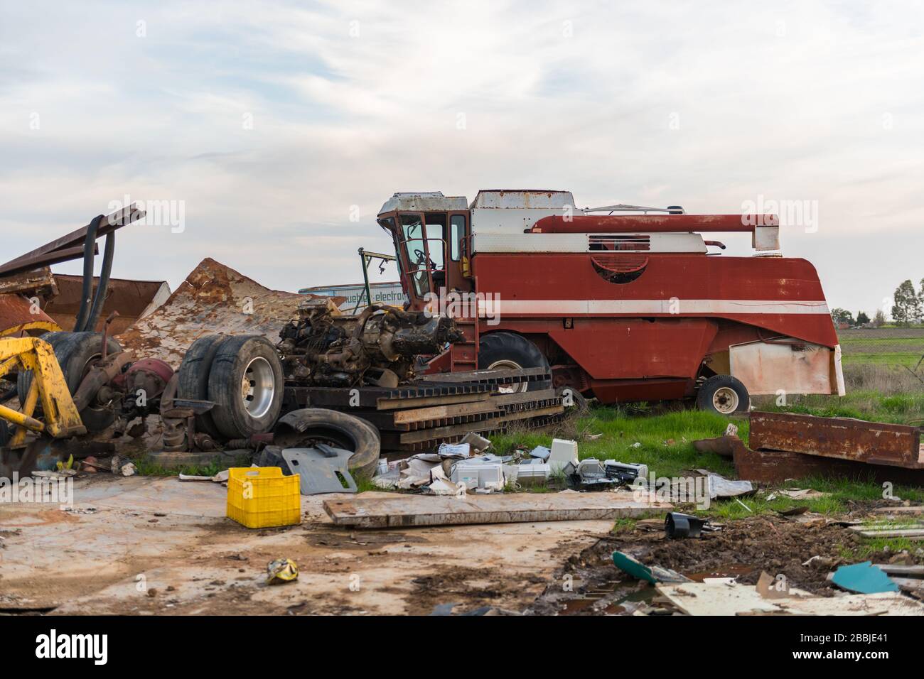 Abandoned agricultural machinery in a scrap yard Stock Photo - Alamy
