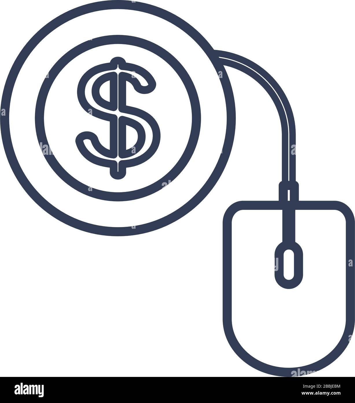 payments online, mouse device with money coin icon over white ...