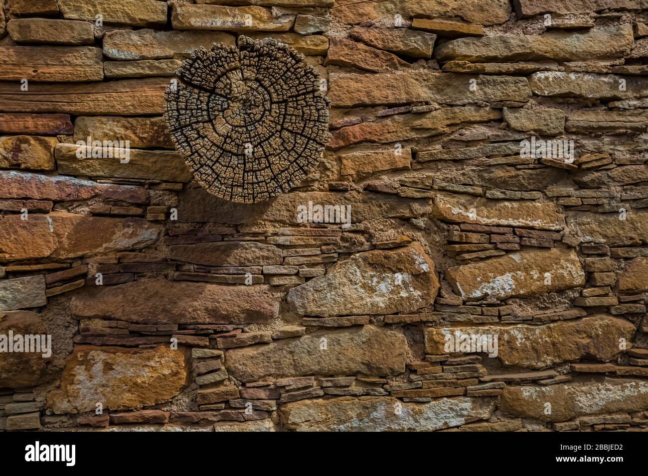Masonry walls of buildings, consisting of sandstone and mud mortar with ...