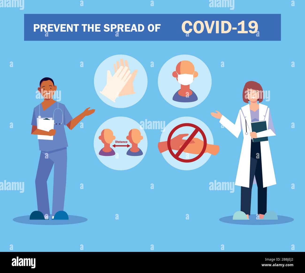doctors explain Infographics how prevent the spread of covid 19 vector ...