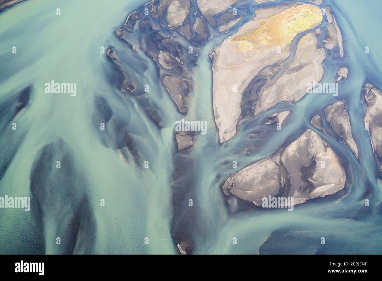 Aerial view of braided blue rivers in southern Iceland Stock Photo - Alamy