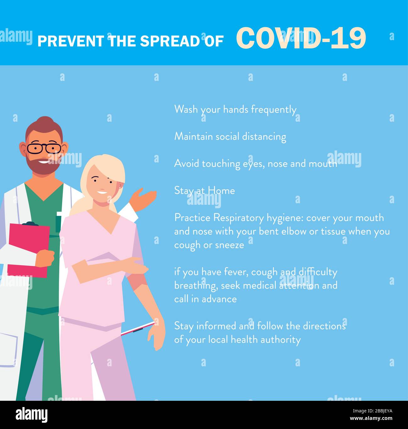 doctors explain Infographics how prevent the spread of covid 19 vector ...