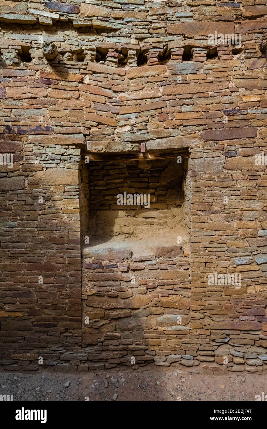 Masonry walls of buildings, consisting of sandstone and mud mortar with ...