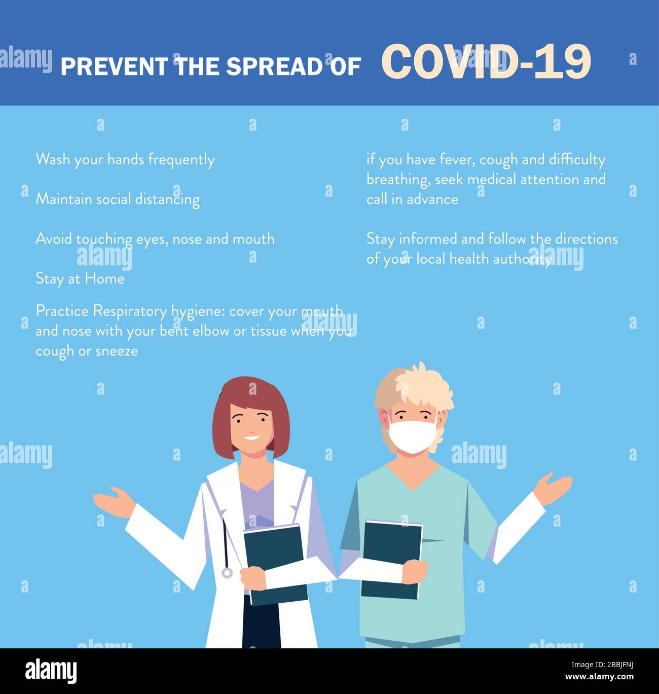 doctors explain Infographics how prevent the spread of covid 19 vector ...
