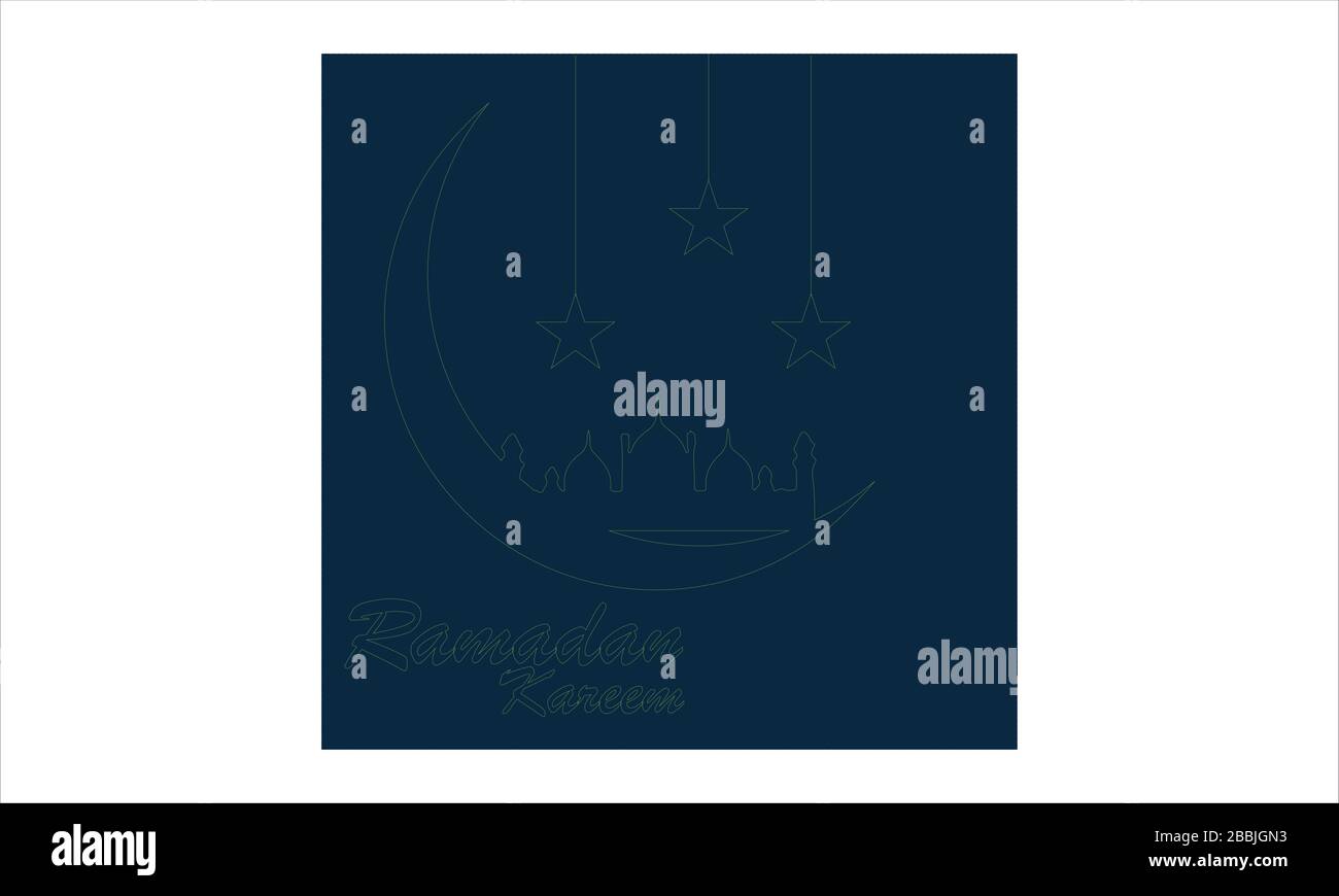 Ramadan Mubarak greeting card with moon mosque star background colored ...