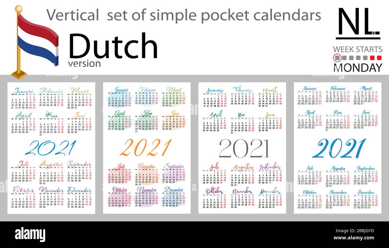 Dutch vertical set of pocket calendars for 2020 (two thousand twenty ...