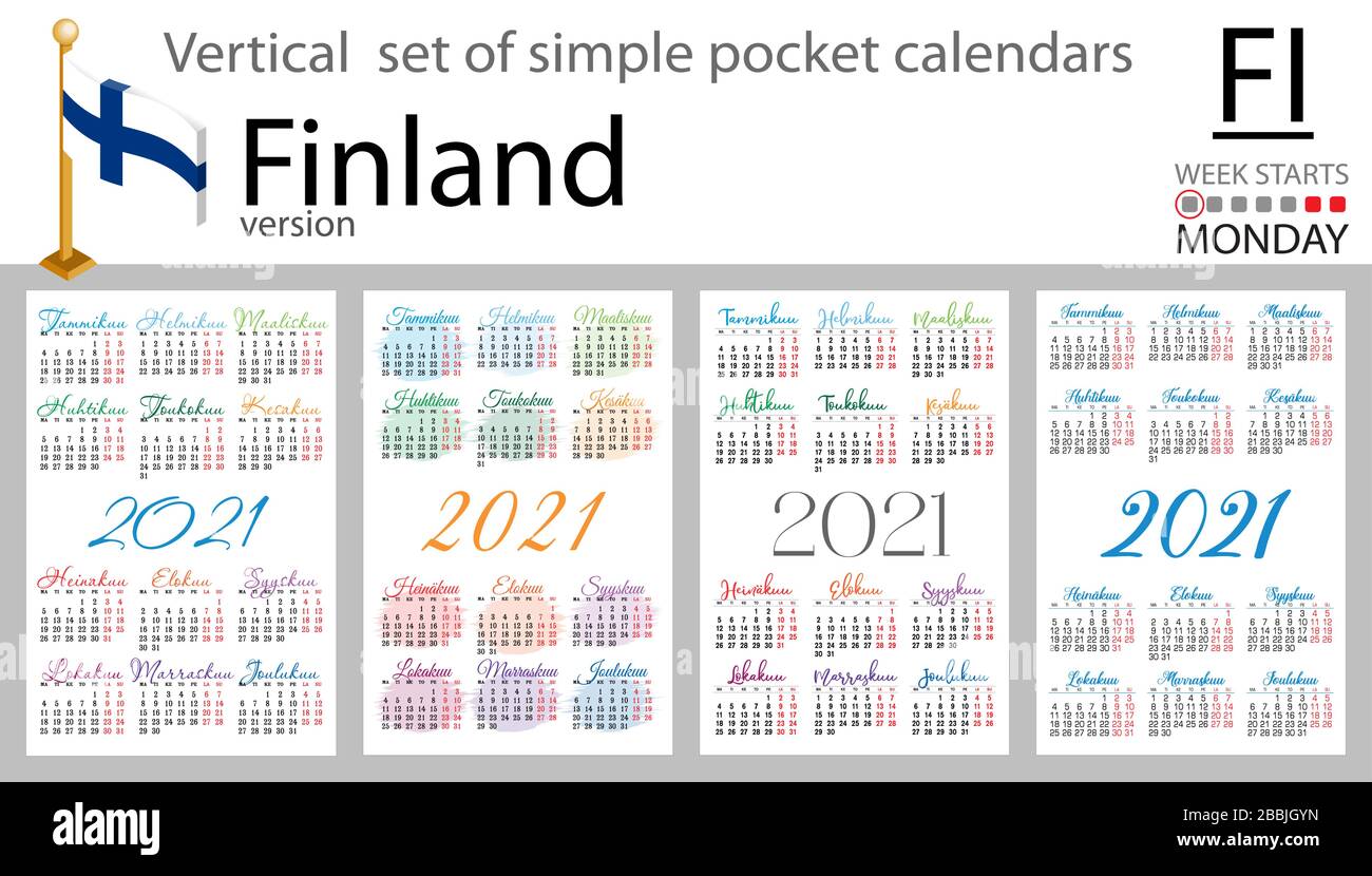 Finland vertical set of pocket calendars for 2020 (two thousand twenty ...