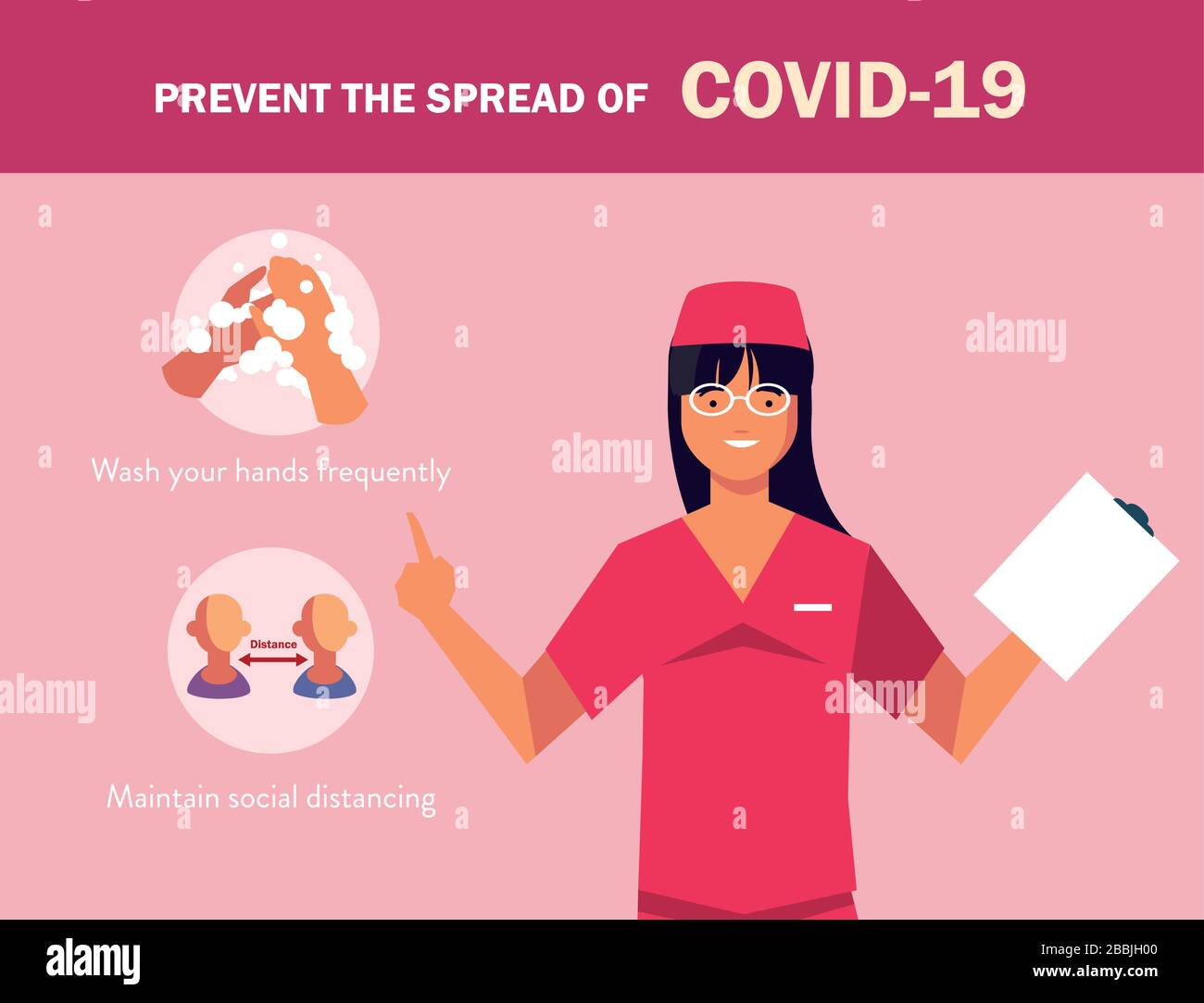 woman doctor explain Infographics how prevent the spread of covid 19 ...